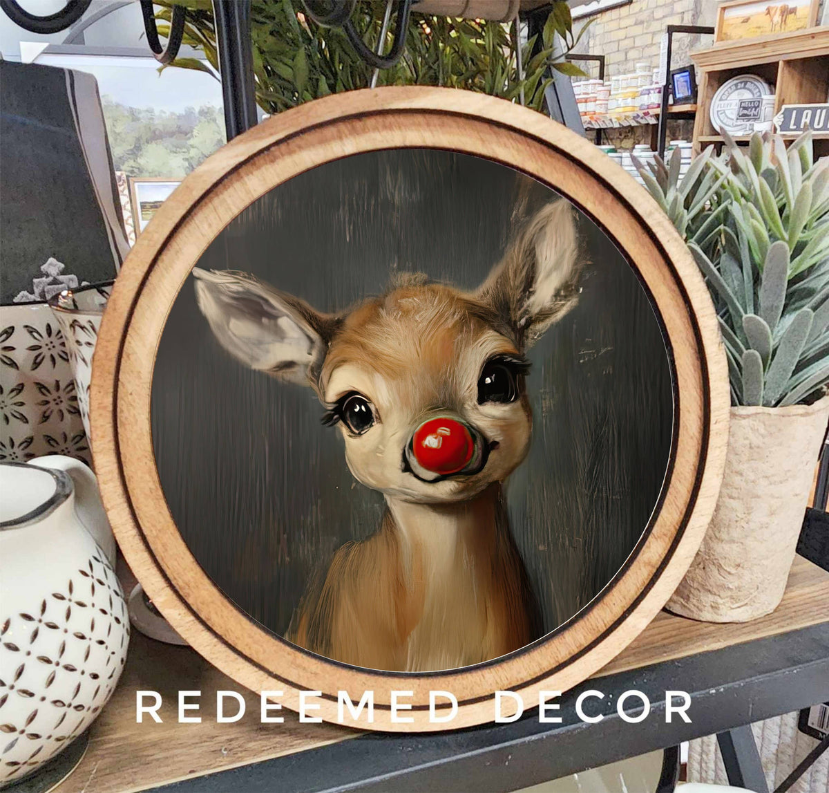 8" Round Rudolph Art – Red Barn Company Store