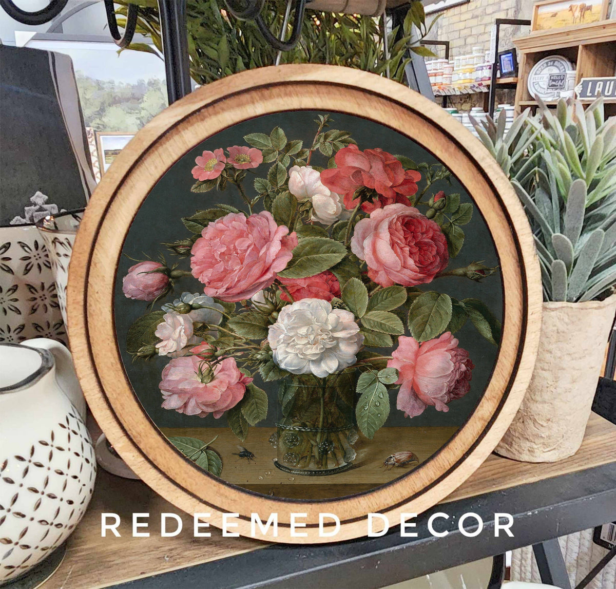 8" Round Pink Roses Art – Red Barn Company Store