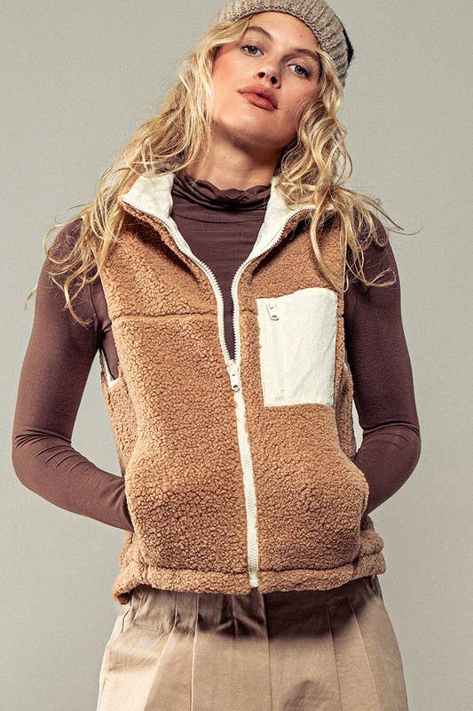 Dual Fleece Zipper Vest: CAMEL – Red Barn Company Store