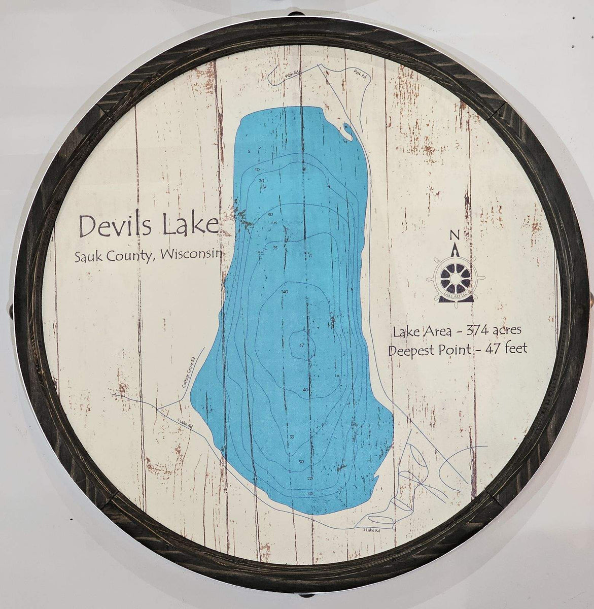 Devils Lake - Barrel End Style Lake Art - 23" Round – Red Barn Company ...
