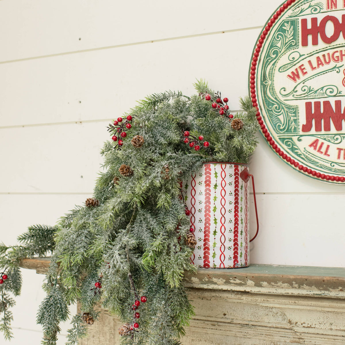 33" SNOW MIX PINE & BERRIES HANGING BUSH – Red Barn Company Store