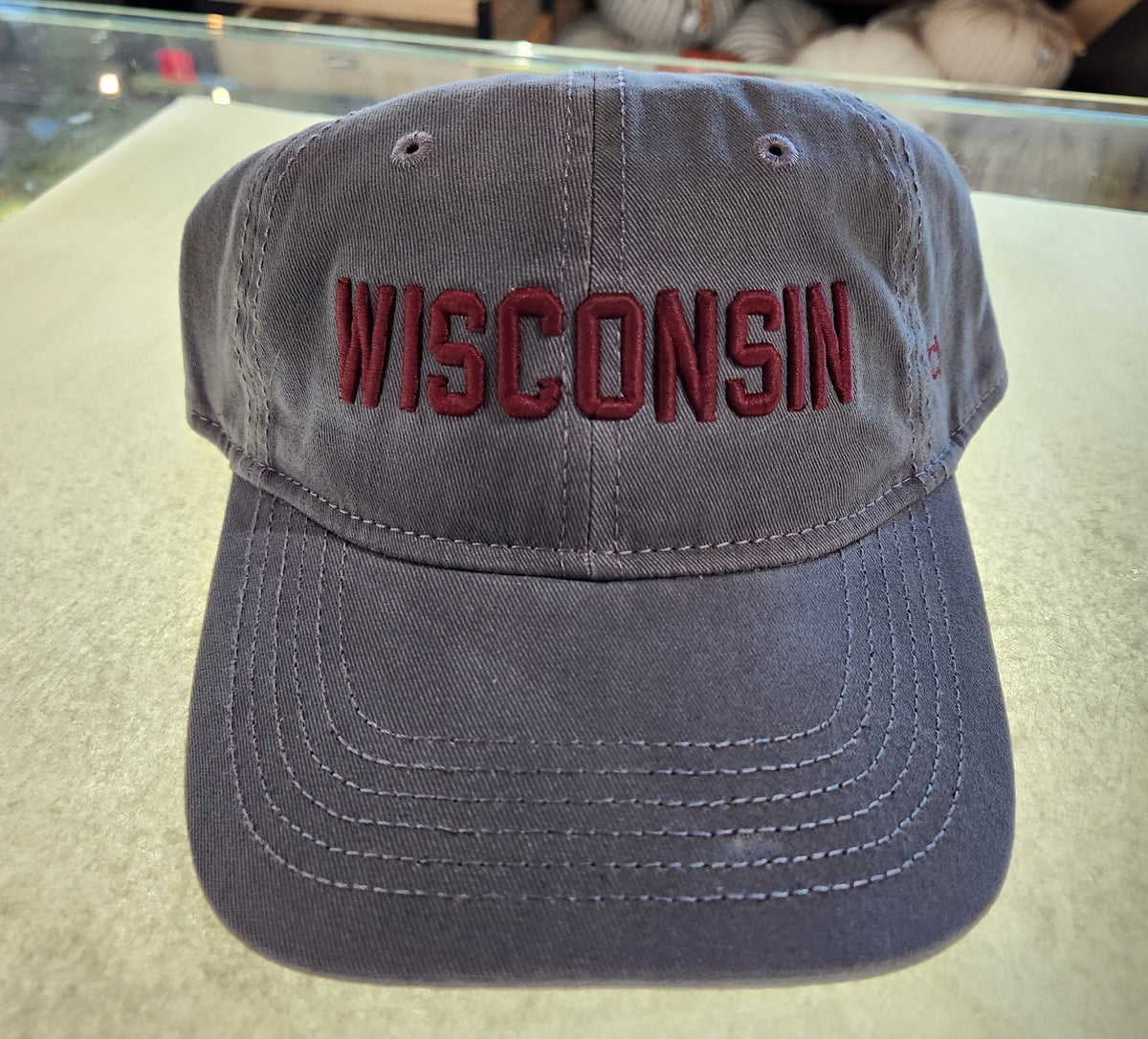 Baseball Hat Charcoal w/ Wisconsin – Red Barn Company Store