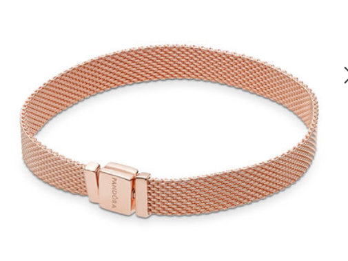 14k Rose Gold-plated Reflexions Mesh Bracelet - Pandora - 587712 – Red ...